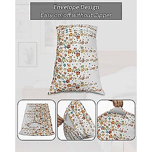 Edwiinsa Weeping Flowers Pillow Covers Standard Size Set of 2 20x26 Bed Pillow, Red Yellow Teal Spring Floral Botanical Art Plush Soft Comfort for Hair/Skin Cooling Pillowcases with Envelop Closure