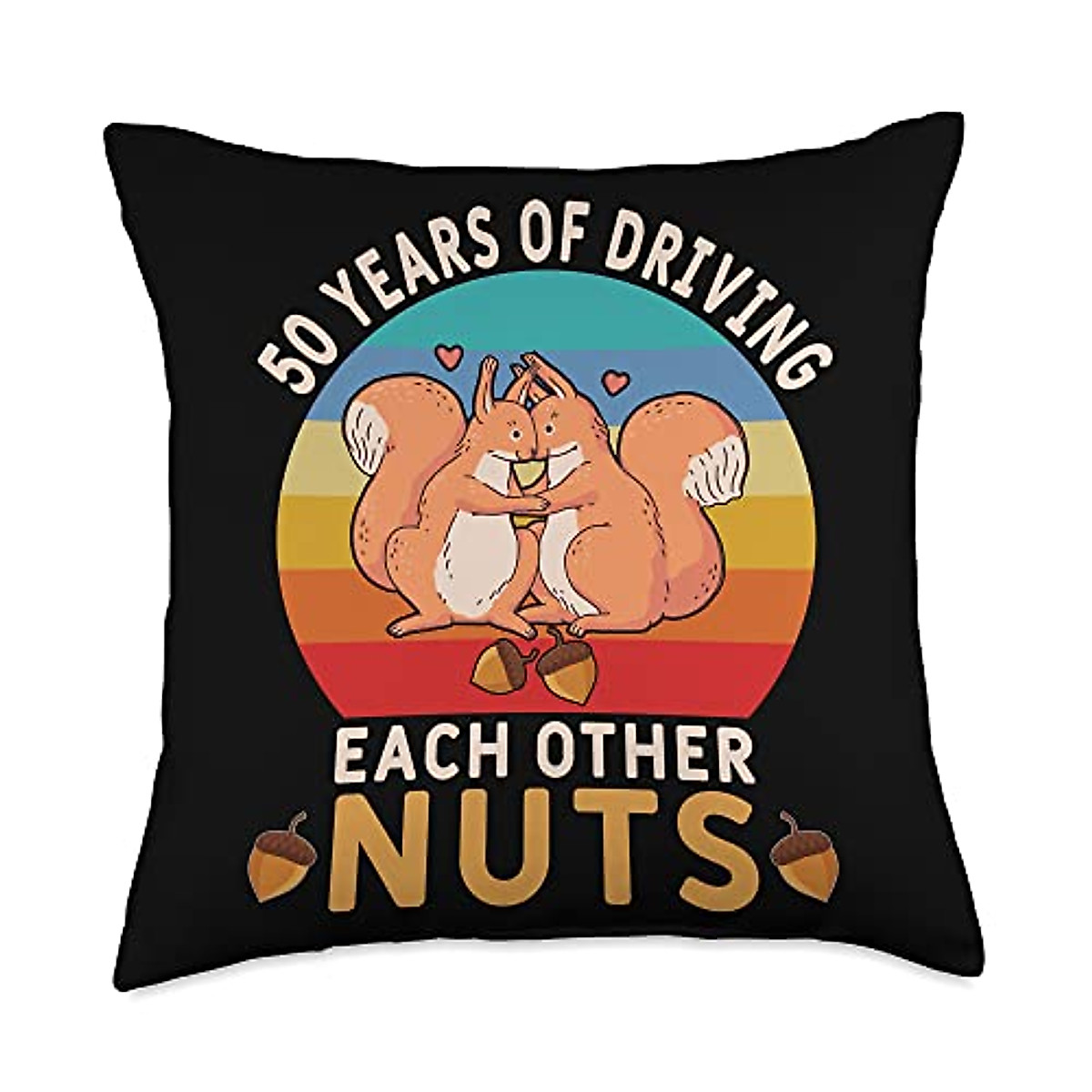 50th Wedding Anniversary Gift for Couple Womens 50th Wedding 50 Years of Driving Each Other Nuts Throw Pillow, 18x18, Multicolor