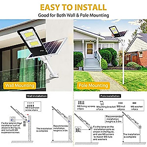 DragonLight 400W Solar Street Light Outdoor Super Bright Solar Flood Light with Remote Control - Dusk to Dawn IP65 Waterproof for Yard, Garden, Street Lighting