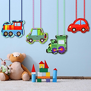 Zonon 8 Pieces Kids Lacing Cards Sewing Cards in 8 Patterns Lacing Games for Developing Imagination Education Supplies Children Sewing Game Favors (Transportation Style)