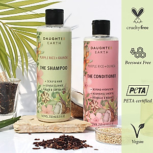 DAUGHTER EARTH The Shampoo With Purple Rice & Quinoa For Nourishment & Hairfall Rescue With Dandruff & Frizzy Hair | Gentle Cleanser For Scalp & Hair For Softer Stronger and Fuller Feel | 250 ml
