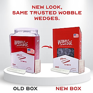 Wobble Wedges Flexible Plastic Shims, 300 Pack - MADE IN USA, Multi-Purpose Shim Wedges for Home Improvement & Work - Plastic Wedge, Table Shims for Leveling, Toilet Shims & Furniture Levelers - Clear