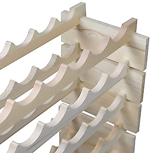 F2C Wood 72-Bottle Stackable Modular Wine Rack Wood Wine Cabinet Free Standing Wine Storage Organizer Display Shelf Wine Bottle Holder Kitchen Decor Classic Style, Wobble Free