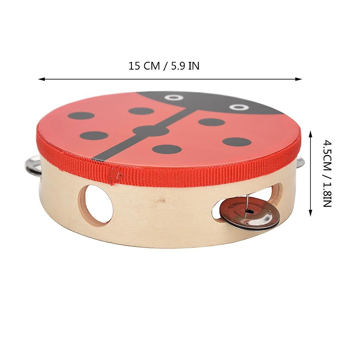 15cm Wood Handheld Tambourine Metal Jingles Hand Held Percussion Drum for Kids Dance Song Gifts(1#)
