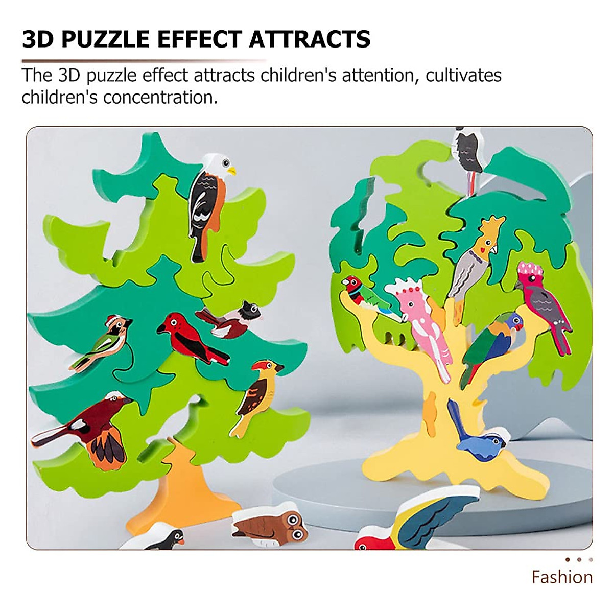 TOYANDONA 1 Set of Baby 3D Jigsaw Puzzle Wooden Tree Bird Shaped Montessori Toy Educational Preschool Learning Toys for Infant Toddlers Boys Girls