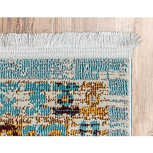 Unique Loom Baracoa Collection Area Rug - Cayo Hueso (5' 5" x 8' Rectangle, Light Blue/ Beige)