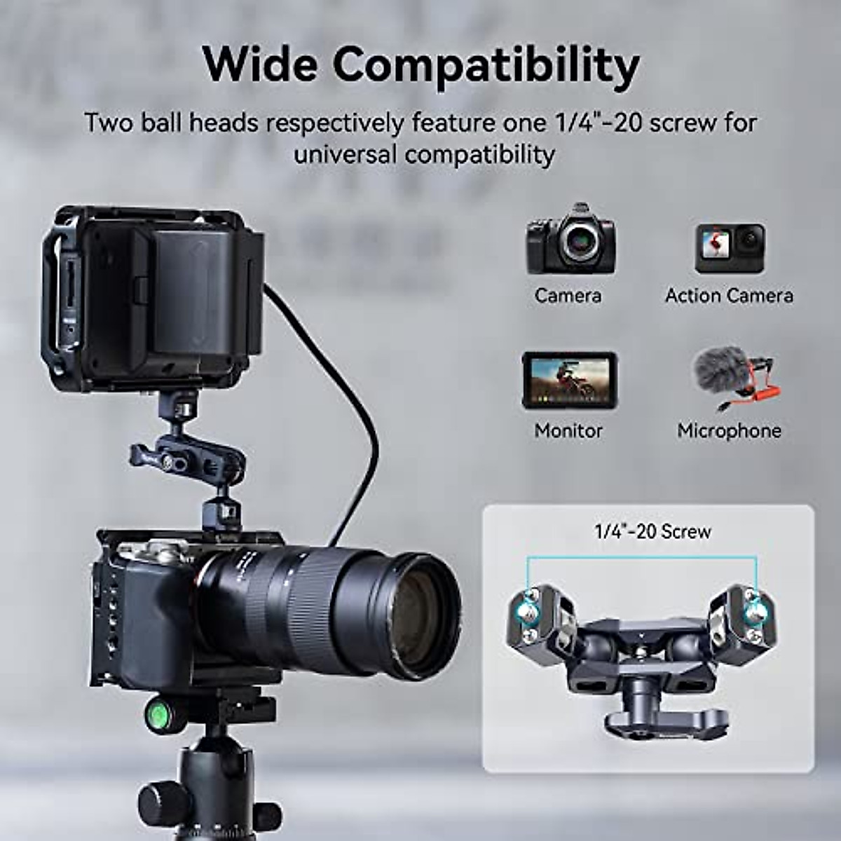 SmallRig Camera Magic Arm, Flexible Articulating Arm with 1/4” Screws, Field Monitor Mount with Dual Ballhead, Aluminum - 3873