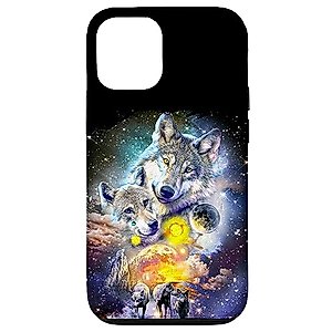 iPhone 13 Pro Cosmic Space Wolf, Wolves Family Howling, Night-time Reunion Case