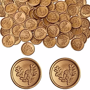 Wax Seal Stickers Envelope Seal Stickers Wedding Invitation Envelope Seals Self Adhesive Gold Stickers for Party Invitaion, Christmas, Gift Wrapping (Eucalyptus Style, 100 Pieces)