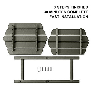 FERFALDER Small Outdoor Side Tables 2-Tier Adirondack Table Industrial End Table HDPE Storage Shelf Modern Corner Rectangle Coffee Table for Patio Pool Home Garden Backyard Balcony Farmhouse Grey