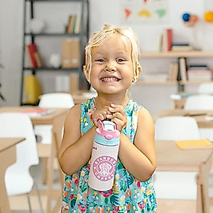 Trend Setters Stardust Unicorn – 12 oz Kids Water Bottle with Pop Up Silicone Straw - Personalized - Double Wall Vacuum Stainless Steel Insulation – Keep Beverage Temperature for Up To 8 Hours