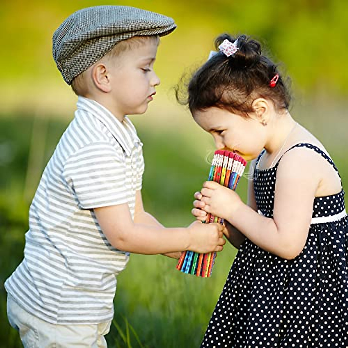 Gersoniel 48 Pieces Fruit Scent Inspirational Pencils Student Colorful Fruit Pencils Kids Motivational Graphite Pencil Cylinder Wood Pencil Colored Pencils with Eraser Gift for School Supply Vivid