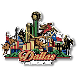 Dallas, Texas City Magnet by Classic Magnets, Collectible Souvenirs Made in The USA, 4.4" x 3.2"
