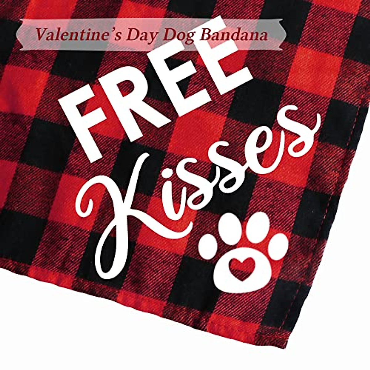 STMK Valentine’s Day Dog Bandana Outfits, Valentine’s Day Heart Headband Plaid Valentines Dog Bandanas Costumes for Small Medium Large Dogs Valentine’s Day Costumes (Free Kisses)