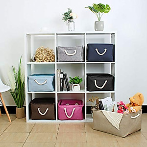 uxcell Fabric Storage Basket with Dual Handles, Collapsible Storage Bins for Toys Laundry Clothes Storage, Home Organizer for Bedroom Office Closet Dark Blue Large