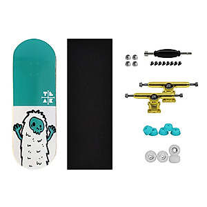 Teak Tuning 32mm Pro Fingerboard Heat Transfer Graphic Complete - Fully Assembled with Pro Level Parts - Pro Shaped Wood Deck (34x97mm), UltraSpin Wheels, Prodigy Trucks - Teal Yeti