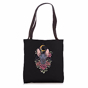 Aesthetic Sphynx Cat Beautiful Sphynx Kitten Roses Tote Bag