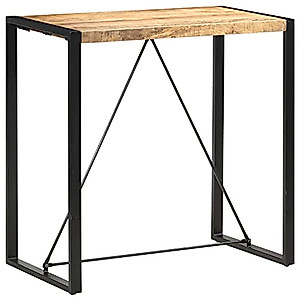 vidaXL Solid Mango Wood Bar Table Household Living Room Dining Room Kitchen Furniture Wooden Vintage Dining Bar Dinner Table Desk 43.3"