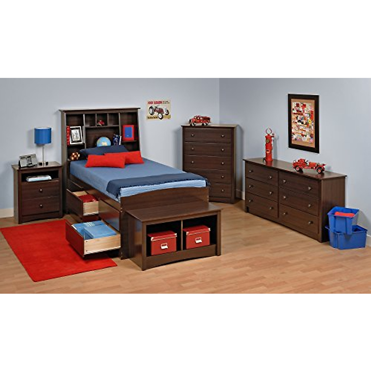 Prepac Fremont Bedroom Furniture: Espresso Double Dresser for Bedroom, 6-Drawer Wide Chest of Drawers, Traditional Bedroom Dresser, EDC-6330-V, 59"W x 17.5"D x 29"H