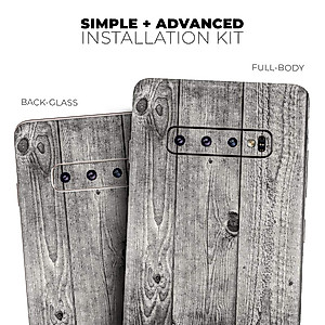 DesignSkinz Dark Washed Wood Planks Protective Vinyl Decal Wrap Skin Cover Compatible with The Samsung Galaxy S20 (Screen Trim & Back Glass Skin)