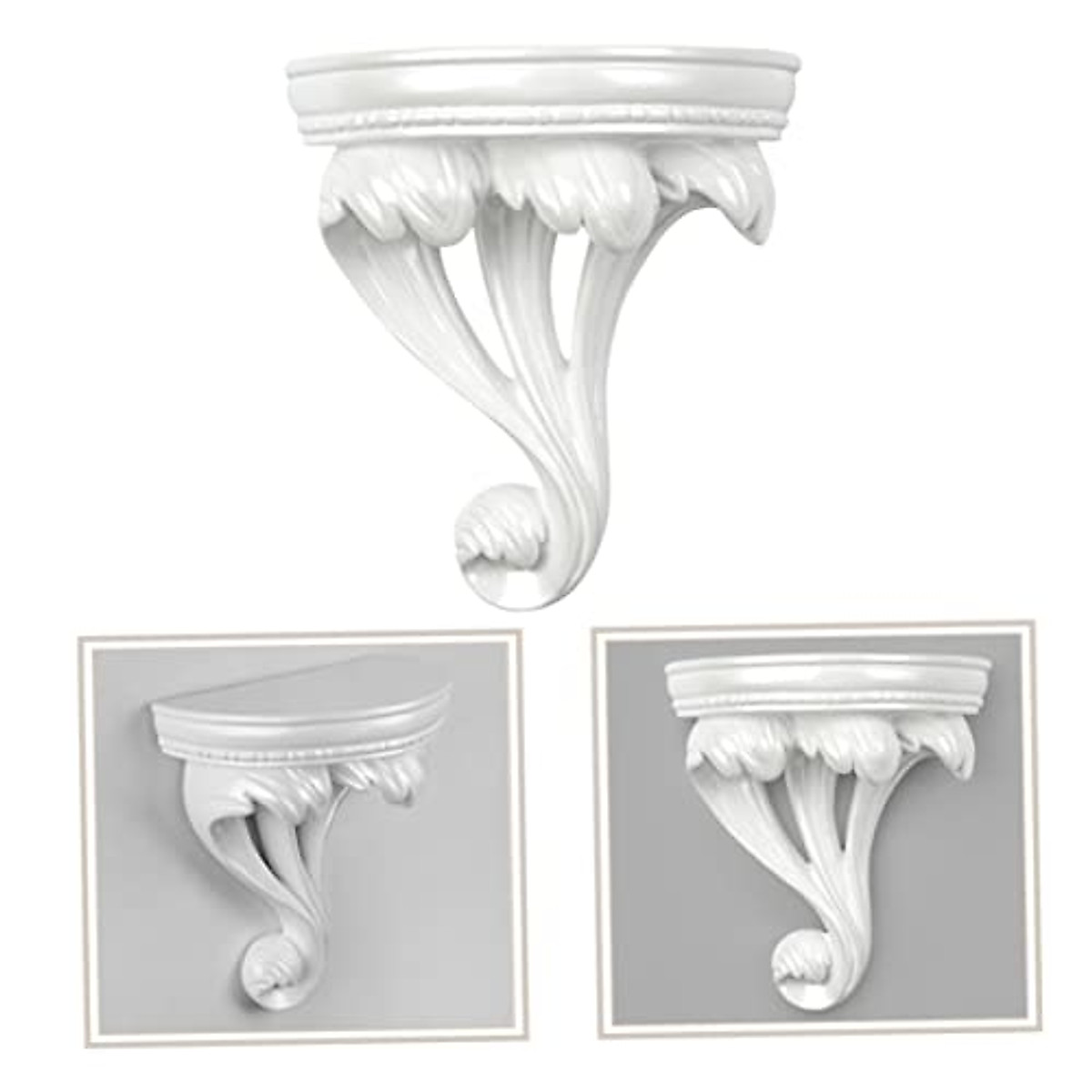 Cabilock Household All Holder Decorative Rack Living Pot Stand Shelves Art Room White Display Kitchen for Resin Baroque Wall-Mounted Retro Bookshelf Style Wall Flower Decoration Bracket