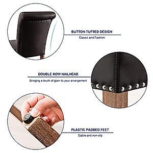 subrtex Dining Set Parsons Chairs, Large Set of 2, Leather/Brown