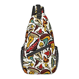 Unisex Men Women Sexy Mushroom Animals Sling Bag Crossbody Chest Daypack Lightweight Casual Backpack Shoulder Bag For Travel Hiking Camping Gifts
