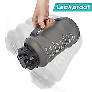 Augot Collapsible Water Bottle, 2L/64OZ Large Capacity Water Bottle with Straw Half Gallon Silicone Foldable Water Bottle with Carrying Strap & Time Markings for Outdoor Travel Runing Fitness (Black)