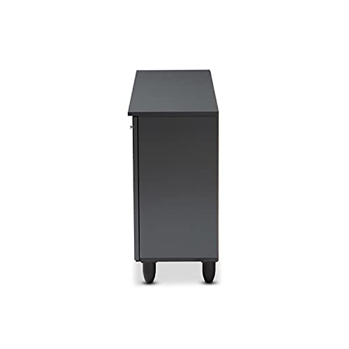 Baxton Studio Fernanda Modern and Contemporary Dark Gray 3-Door Wooden Entryway Shoe Storage Wide Cabinet
