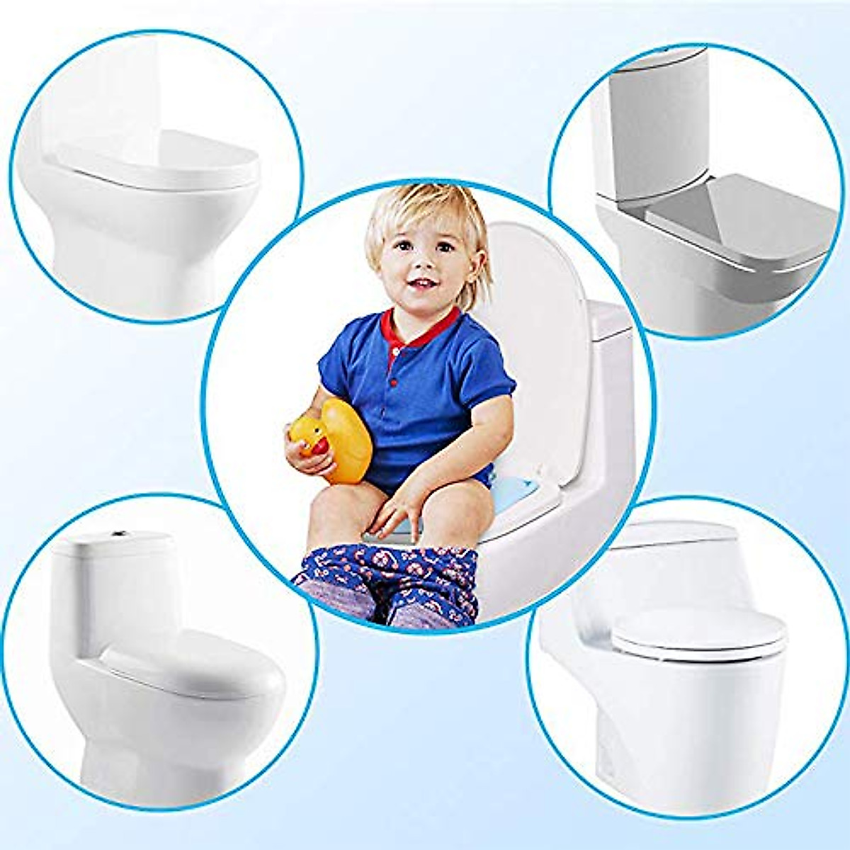 WeTest Upgraded Kids Folding Toilet Seat，Large Non Slip Silicone Pads Travel Portable Reusable Toilet Potty Training Seat Covers Liners with Carry Bag for Babies, Toddlers (Yellow)