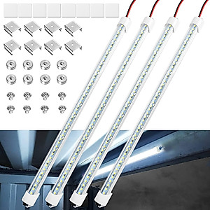 Linkstyle 4PCS 12V LED Interior Light Bar, 192LEDs 12V LED Light Strip with Switch, 6500K Slim Car Interior Lights for Car Truck RV Boat Cabinet
