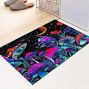 Area Rugs Trippy Mushroom Moon Bohemian 3D Digital Print Carpet Living Room Bedroom Sofa Mat Door Mat Home Decoration 4 x 5.25 ft/47 x 63 in