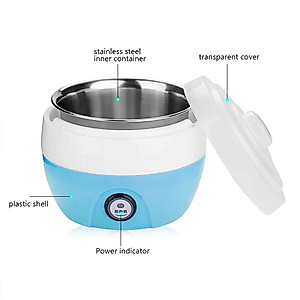 Automatic Yogurt Maker, 1L Household Electric Automatic Yogurt Yoghurt DIY Maker Stainless Steel Inner Container 220V, Yogurt Maker(Blue)