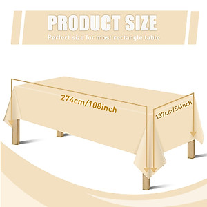 byojia 8Pcs Beige Plastic Tablecloths for Rectangle Tables, Plastic Table Cover Disposable Ivory Party Table Cloths for Wedding Birthday Baby Shower Anniversary Christmas Party Decorations (54 x108)