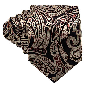 Barry.Wang Paisley Tie Set Hanky Cufflink Silk Gold Neckties