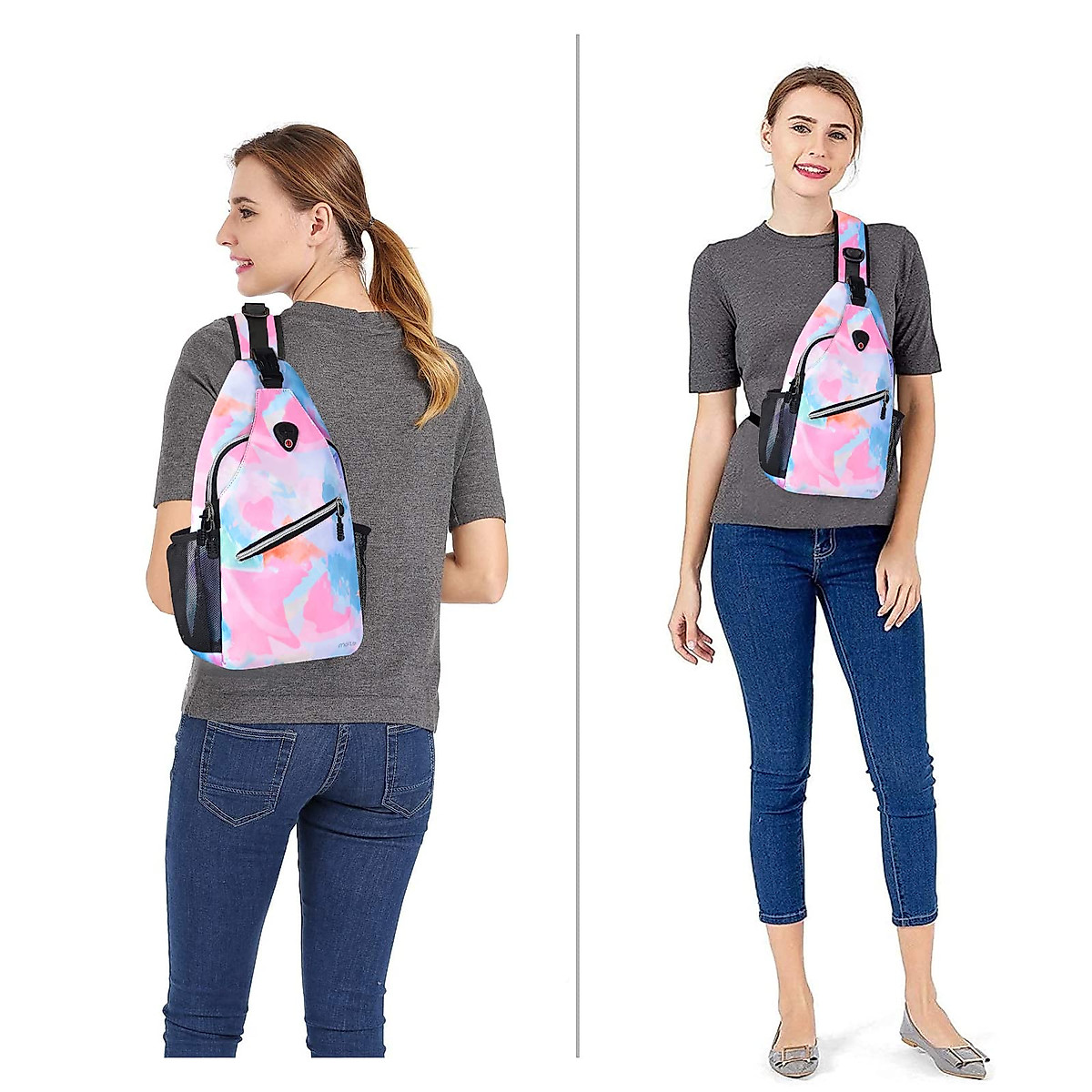 MOSISO Sling Backpack, Multipurpose Travel Hiking Daypack Rope Crossbody Shoulder Bag, Graffiti Art