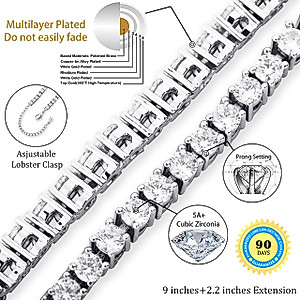 TOPGRILLZ 3-6mm Tennis Chain Anklet with Extension Bracelet for Women, 14K Gold Plated CZ Diamond Fashion Foot Jewelry Gifts (3mm White Gold,9)