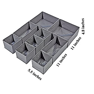 Bructhun Sock Drawer Organizer Set of 9 Storage Boxes, Bra Underwear Organizer Dividers, Dresser Drawer Dividers for Clothes, Closet Cabinet Organizer for Ties Leggings