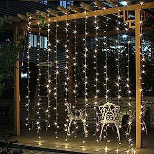 Christmas Lights,3x3M Solar led String Light， Outdoor Fairy Curtain Lights， Garland Window Christmas Decoration， for Home Garden Party Solar Lamp