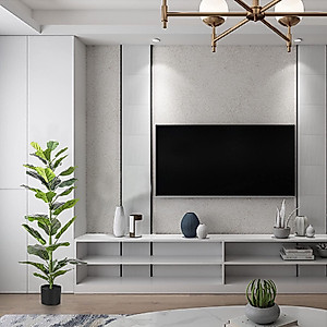 kutuuhome Artificial Fiddle Leaf Fig Tree Fake Ficus Lyrata Plant Faux Plants in Pot for Indoor Outdoor House Home Office Garden Modern Decoration Perfect Housewarming Gift … (47 inch)