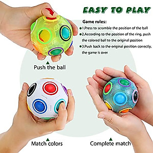 10 Pcs Rainbow Puzzle Ball Magic Rainbow Ball Fidget Toys Ball Stress Reliever for Teens and Adults, Boys and Girls, Birthday Christmas Stocking Stuffers Toy