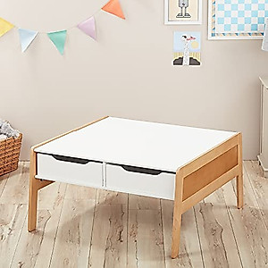 Melissa & Doug Wooden Art & Activity Table with Bins - Wooden Kids Activity Table, Kids Art Table With Storage,White