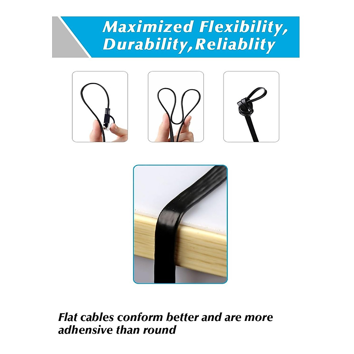 MATEIN Cat7 Ethernet Cable, 50 Ft Network Cable Fit for Xbox PS4, High Speed Flat Internet Cord Compatible with Clips Rj45 Connector Computer LAN Wire Fit for Gaming, Ethernet Switch, Router, Coupler