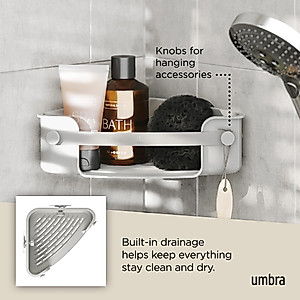 Umbra Flex Adhesive Shower Corner Shelf for Bathroom, Grey