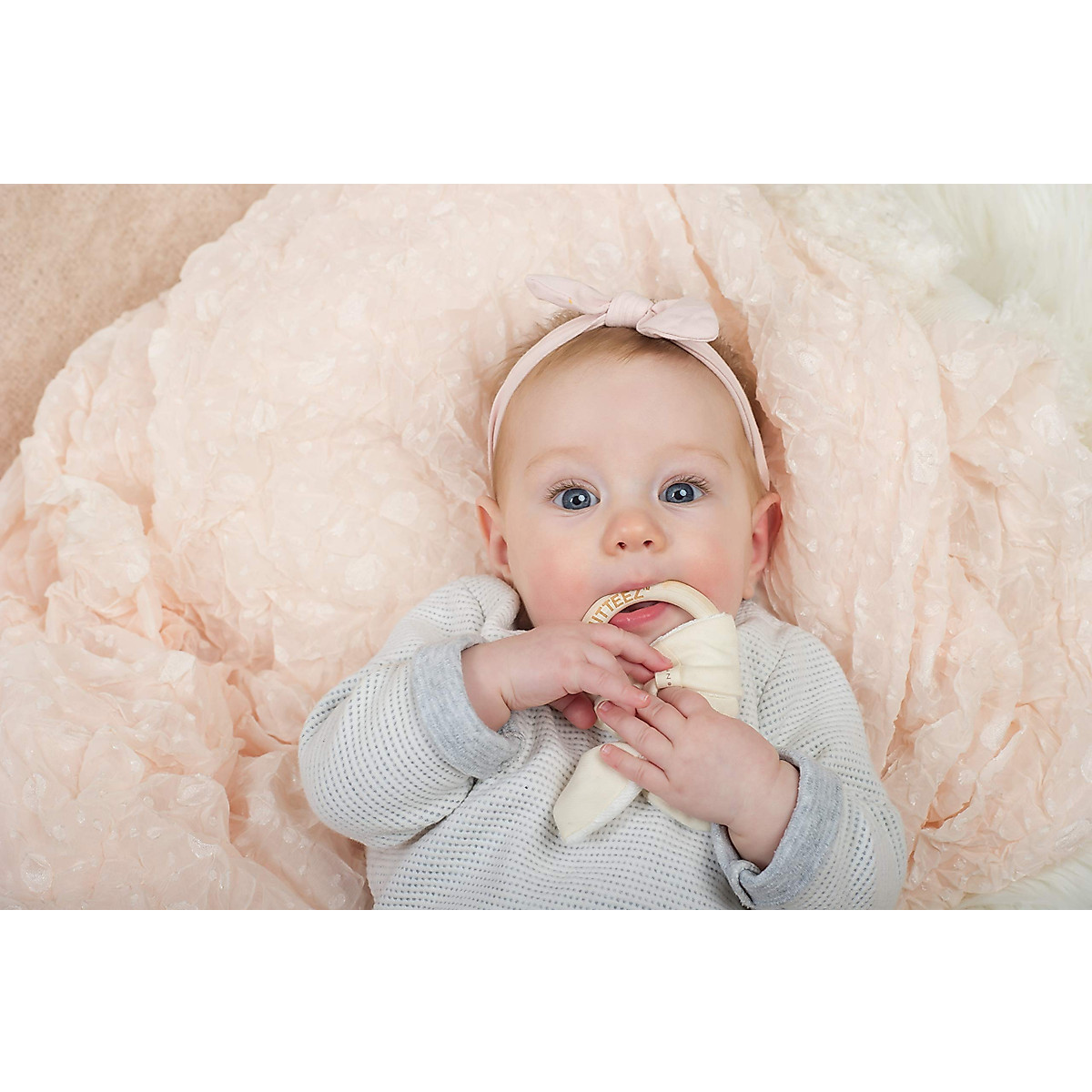 MITTEEZ Wood Baby Organic Wooden Teether with Absorbent Cloth (Natural)