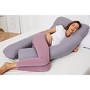 Roomate Pregnancy Pillows, U Shaped Full Body Maternity Pillow with Removable Cover - Support for Back, Legs, Belly, Hips for Pregnant Women, 57x 27 Inch Pregnancy Pillows for Sleeping, Grey