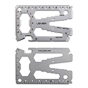Lever Gear Toolcard Pro - 40 in 1 Credit Card Multitool. Slim, Minimalist Survival Card Wallet Tool Card. TSA Approved Multitool Card Pocket Tool. (Silver)