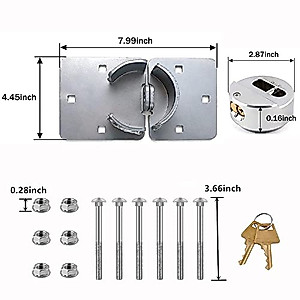 osea 2 Pack Van Door Padlock Heavy Duty Solid Steel Hasp 73MM Garage Shed Door Lock Security Padlock Nut with 4 Keys for Trucks, Gates, Vans and Vending Machines (A)