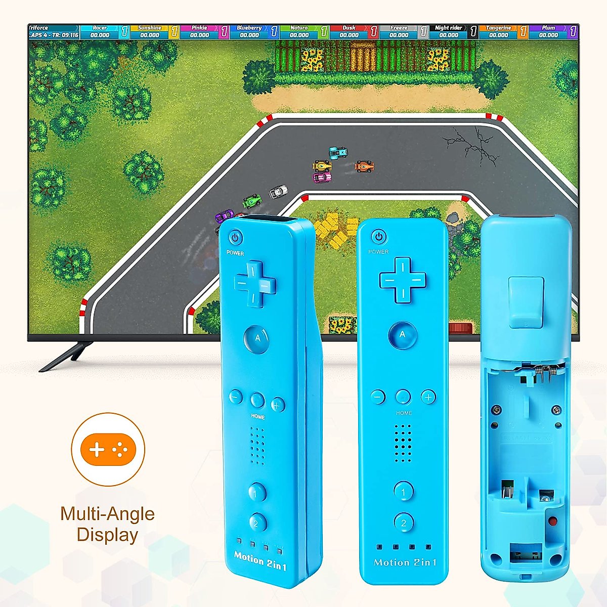 2-Pack Wii Remote Controller, 2 in 1 Wii Remote with Motion Plus for Nintendo Wii and Wii U, Wireless Wii Controller with Silicone Case and Wrist Strap (Pink and Blue)