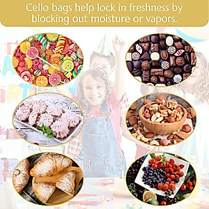 JOHOUSE 200PCS Cellophane Bags Bulk, 6x9inch Clear Gift Bags Christmas Treat Bags with Ties Cookie Bags for Toast Candy Bakery Party Wrapping